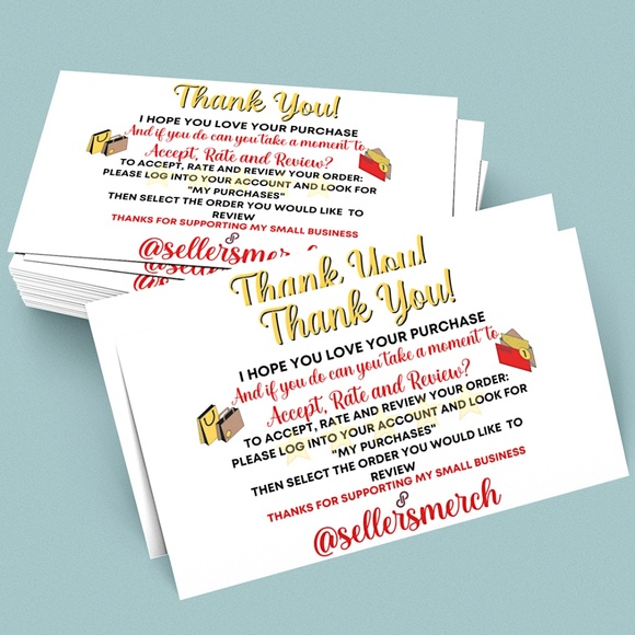 SellersMerch | Office | Thank You Review Cards | Poshmark